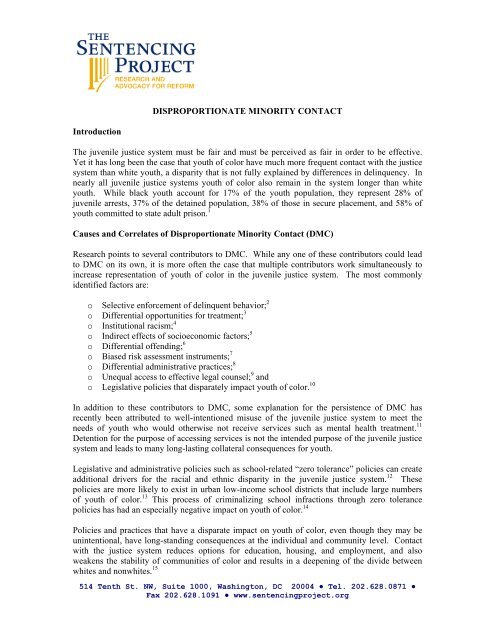 Disproportionate Minority Contact Fact Sheet - The Sentencing Project