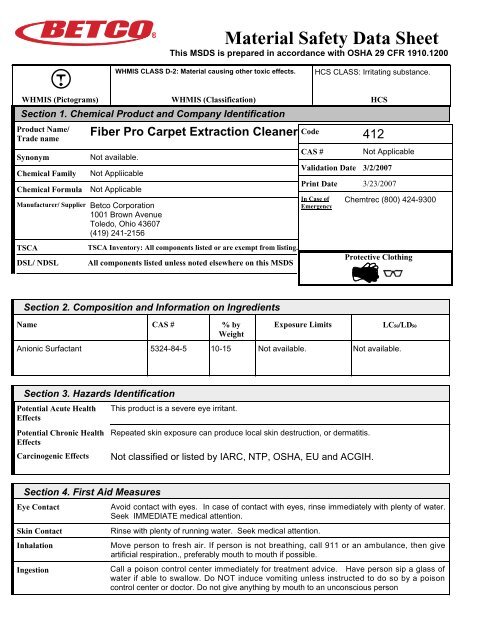 Material Safety Data Sheet - Southeastern Paper Group