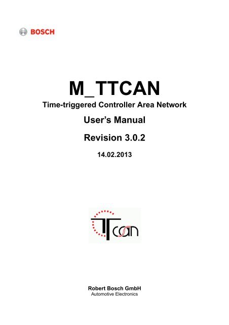 M_TTCAN - User Manual - Bosch Semiconductors and Sensors