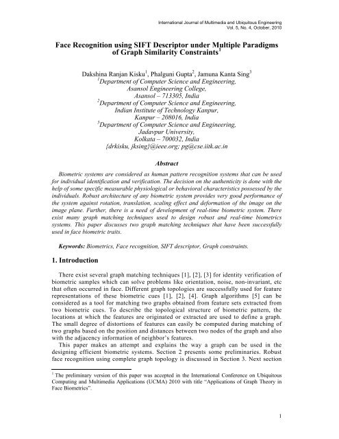 Face Recognition Using Sift Descriptor Under Multi Researchgate