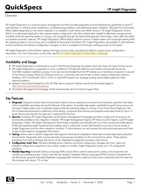HP Insight Diagnostics - Server-Unit