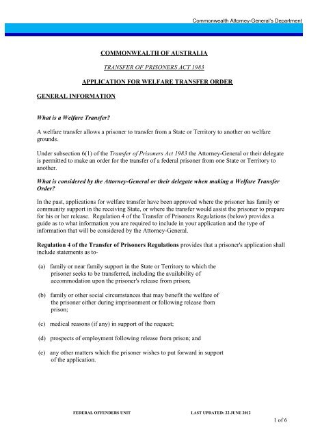 Welfare transfer - General information and application form [PDF ...