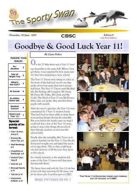 Goodbye & Good Luck Year 11! - Carshalton Boys Sports College