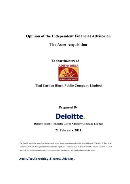 Attachment 7 to Invitation Letter-IFA Opinion-English - Birla Carbon