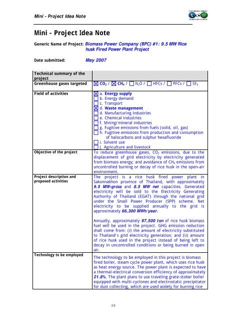 Mini - Project Idea Note - SETatWork - Sustainable Energy ...