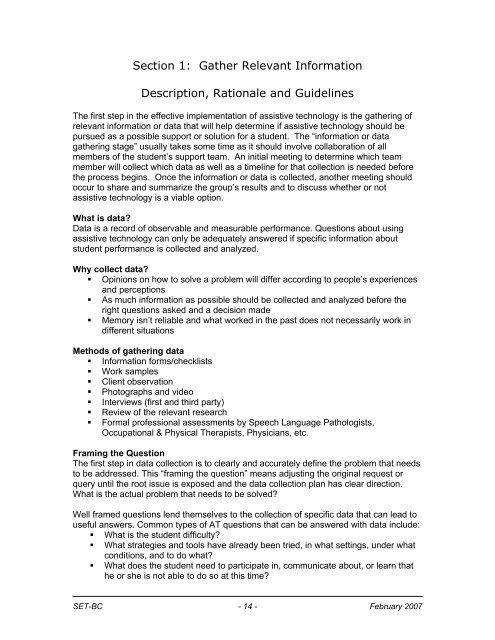 Section 1: Gather Relevant Information Description ... - Set BC