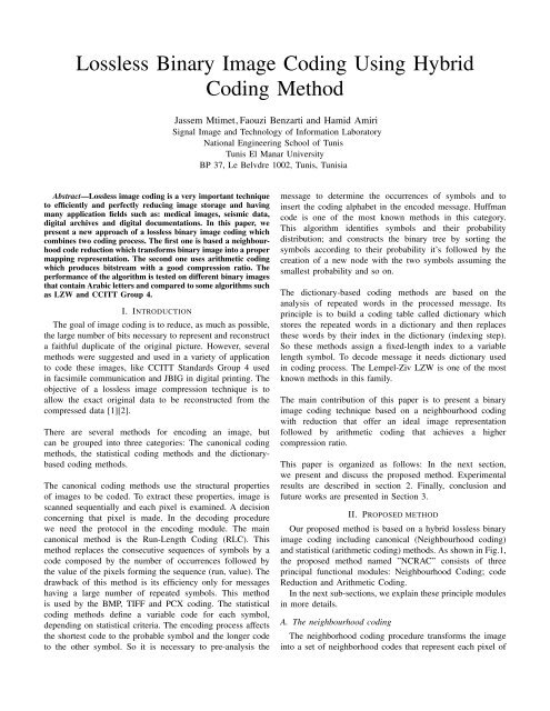 Lossless Binary Image Coding Using Hybrid Coding Method