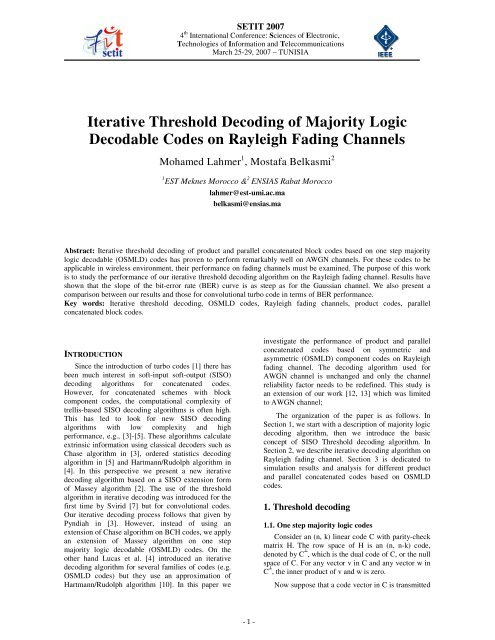 Iterative Threshold Decoding Of Majority Logic Decodable Codes On