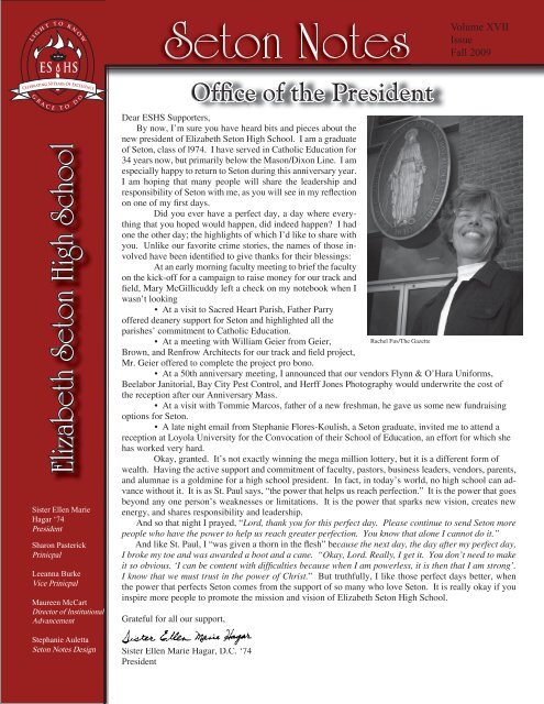 Fall 2009.indd - Elizabeth Seton High School