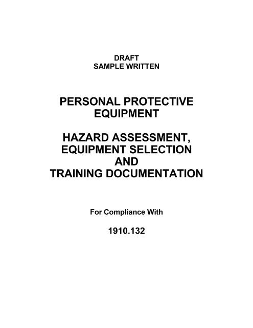 Sample Written Program - Personal Protective Equipment - Seton