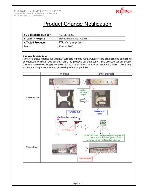 Product Change Notification - setron