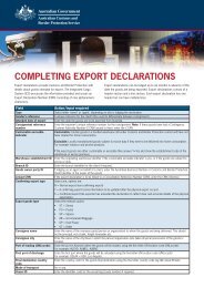 EXPORT DECLARATION - Australian Customs Service