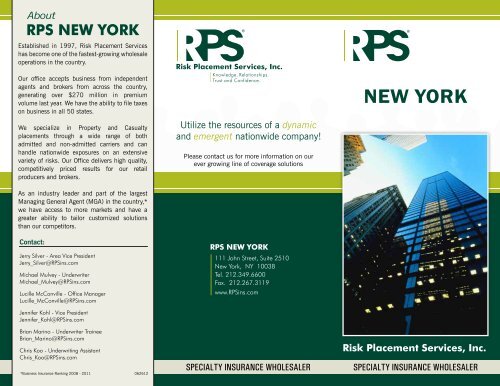 RPS New York - Office Brochure - Risk Placement Services, Inc.