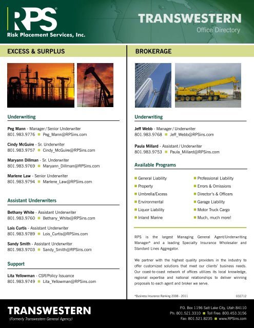 RPS Transwestern - Office Directory