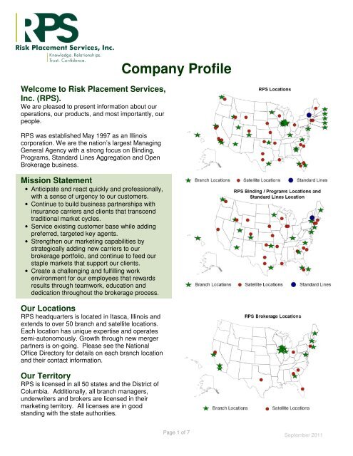 Company Profile - Risk Placement Services, Inc.