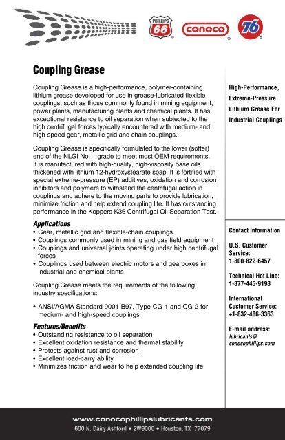 Coupling Grease (PDF) - Severson Oil Company