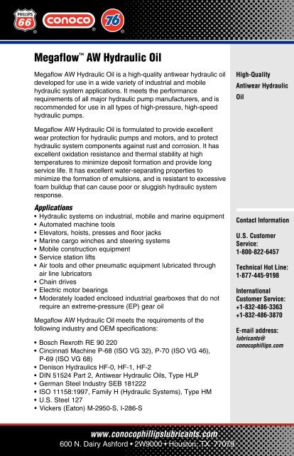 Mega Flow AW Hydraulic 68 SAE20,ISO68 (PDF) - Severson Oil ...