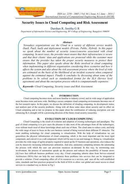 Security Issues in Cloud Computing and Risk Assessment