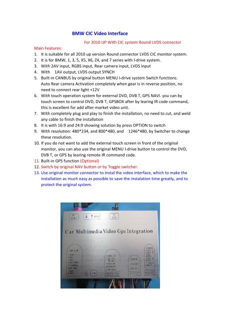 BMW CIC Video Interface.pdf - Eglober