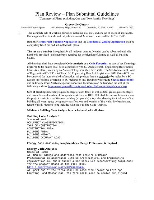 Plan Review Drawing Requirements - Greenville County