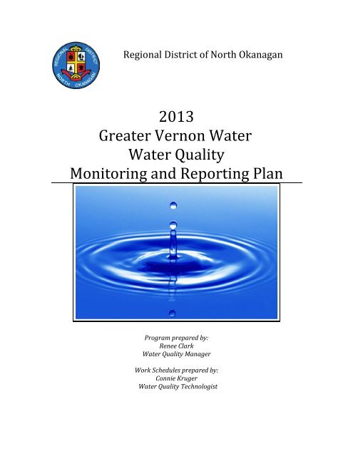 Water Quality Monitoring Plan - Regional District of North Okanagan