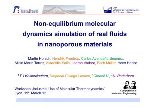 Non-equilibrium molecular dynamics simulation of real fluids ... - SFGP