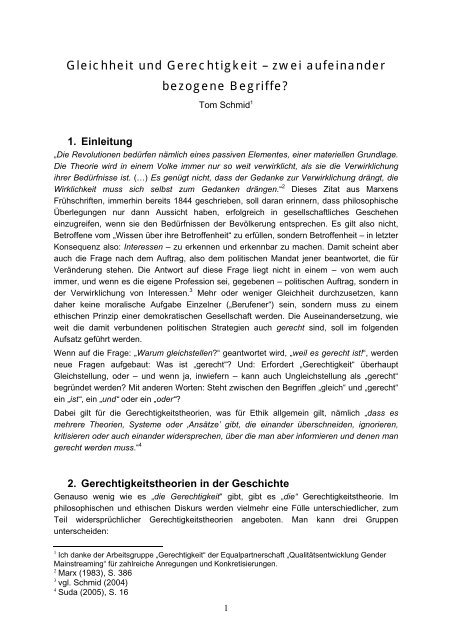 Gleichheit Und Gerechtigkeit