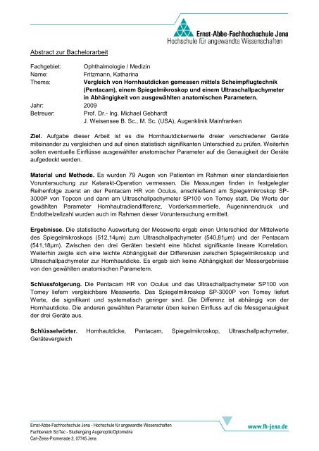 Abstract zur Bachelorarbeit