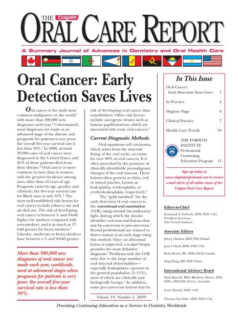Oral Cancer Early Detection Saves Lives Colgate Professional