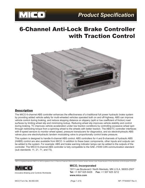 6-Channel Anti-Lock Brake Controller with Traction ... - MICO, Inc.