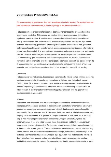 VOORBEELD PROCESVERSLAG - Pearson