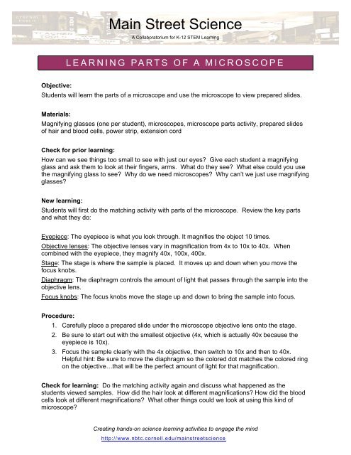 Learning Parts of a Microscope - Sciencenter