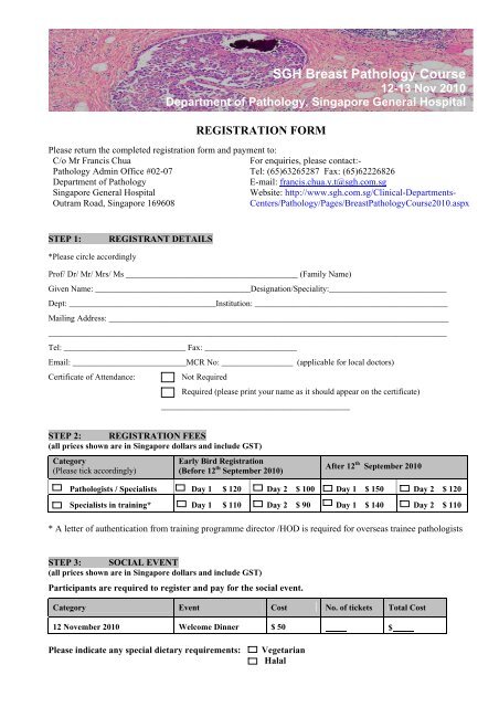 SGH Breast Pathology Course - Singapore General Hospital
