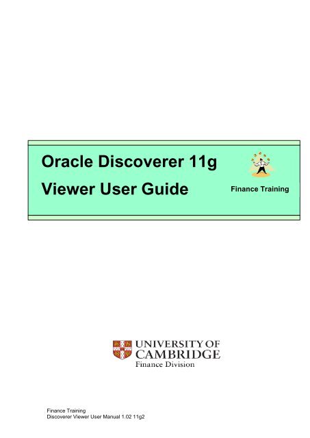 Oracle Discoverer 10g Viewer User Guide University Of Cambridge