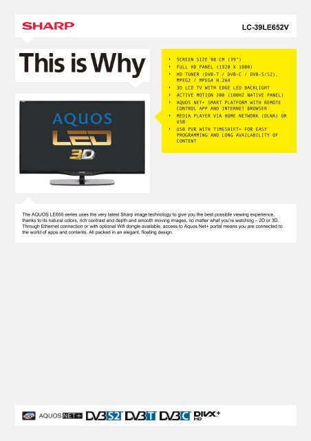 LC-39LE652V-LCD TV 37 - Sharp Central & Eastern Europe
