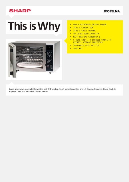 Datasheet R959SLMA GB - Sharp Electronics