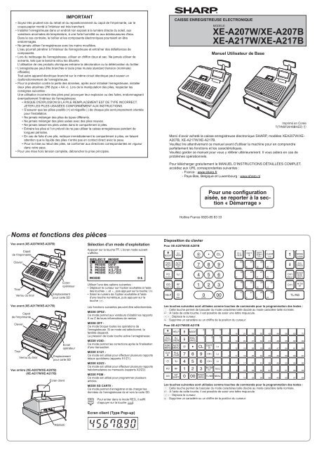 XE-A207W/B/A217W/B Operation-Manual User-Guide FR - Sharp
