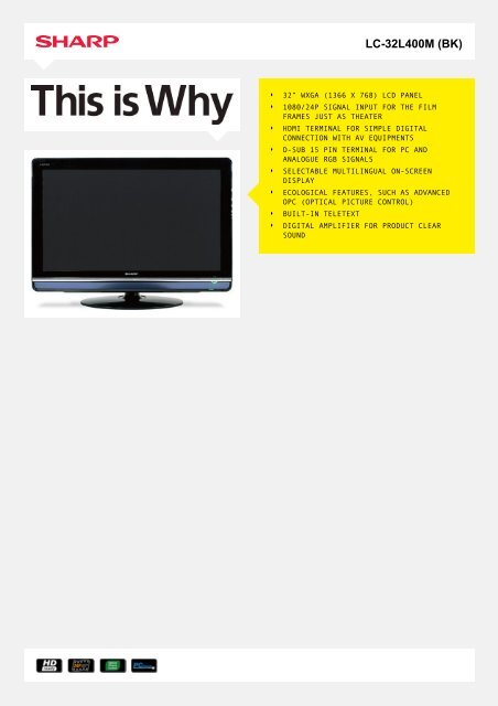LC-32L400M (BK)-LCD TV > 46 inch - Sharp Electronics