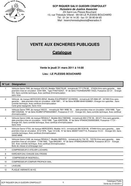 Catalogue VENTE AUX ENCHERES PUBLIQUES - ARTCOVER