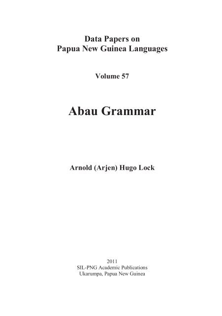 Abau Grammar - SIL International