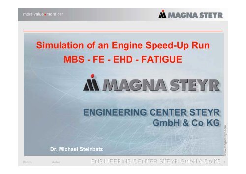 Simulation of an Engine Speed-Up Run MBS - FE - EHD ... - SimPack