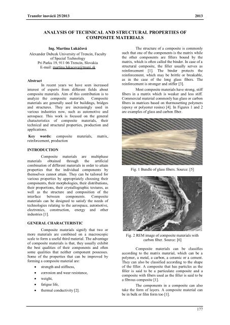 analysis of technical and structural properties of composite materials