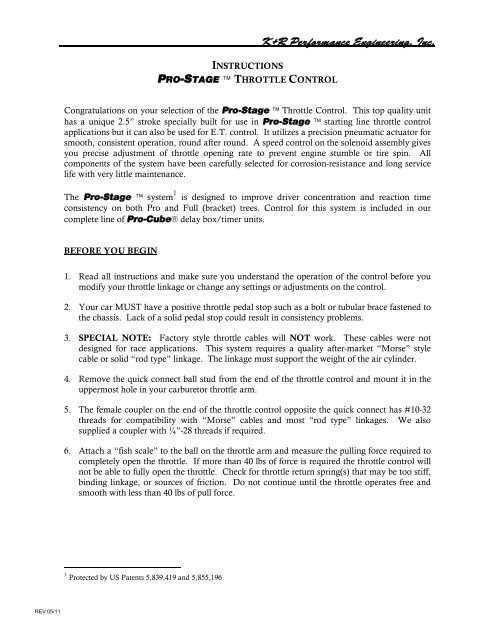 Pro-Stage Throttle Controller - K&R Performance Engineering