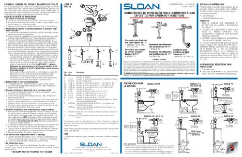 Sloan 110/111/180/186 - Sloan Valve Company