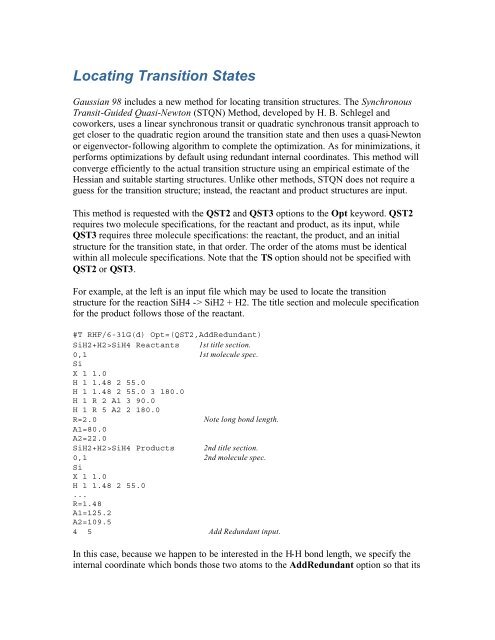 Modeling Transition State in Gaussian