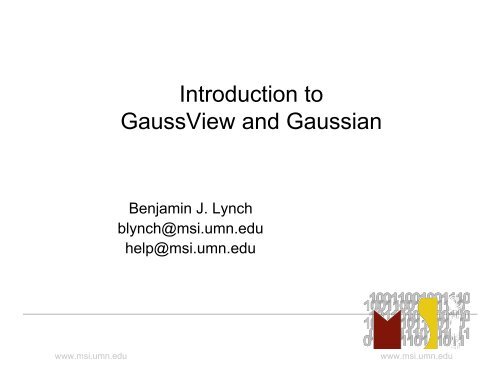 Introduction to GaussView and Gaussian