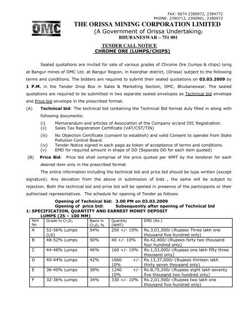 THE ORISSA MINING CORPORATION LIMITED