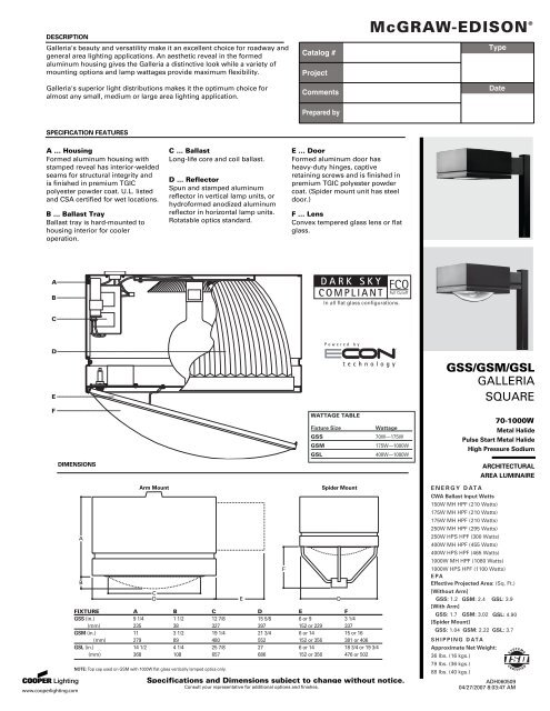 Download Cutsheet - Specified Lighting Systems