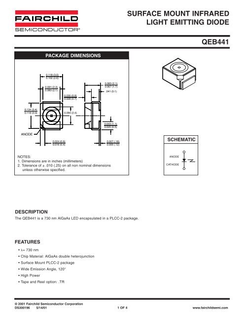 QEB441 SURFACE MOUNT INFRARED LIGHT EMITTING DIODE