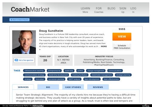 Doug Sundheim Leadership consultant executive coach